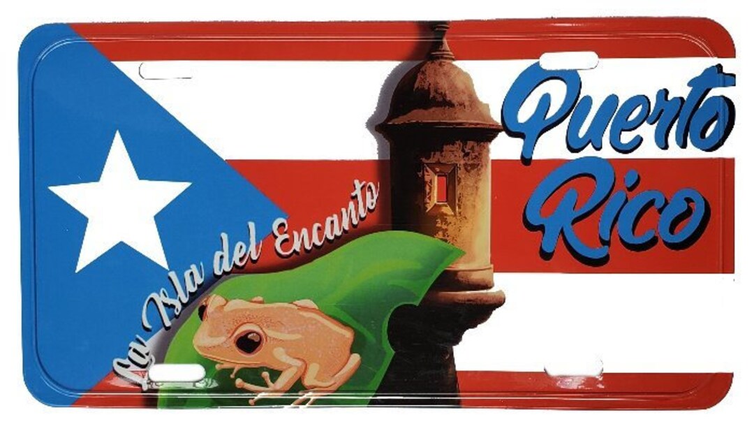 Puerto Rico Flag 6"x12" Aluminum License Plate Tag ( Tablilla #2 Rican ...