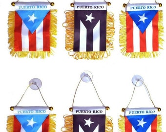 Lot of 6 Puerto Rico Flag Mini Banner Car Rican Souvenirs Wholesale ...