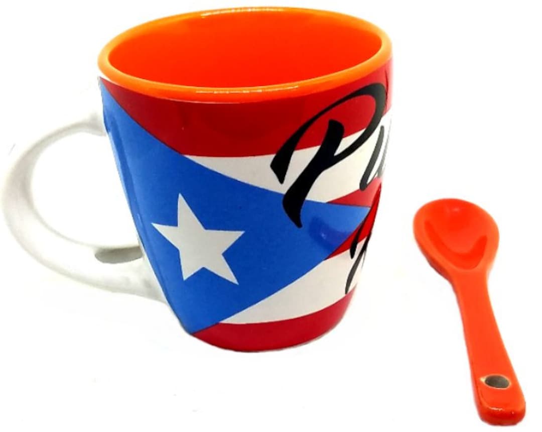 Puerto Rico Mug With Spoon : Flag Puerto Rican Coffee Cup - Etsy