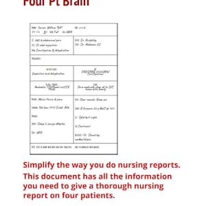 4 Patient Nursing Report Sheet - Etsy