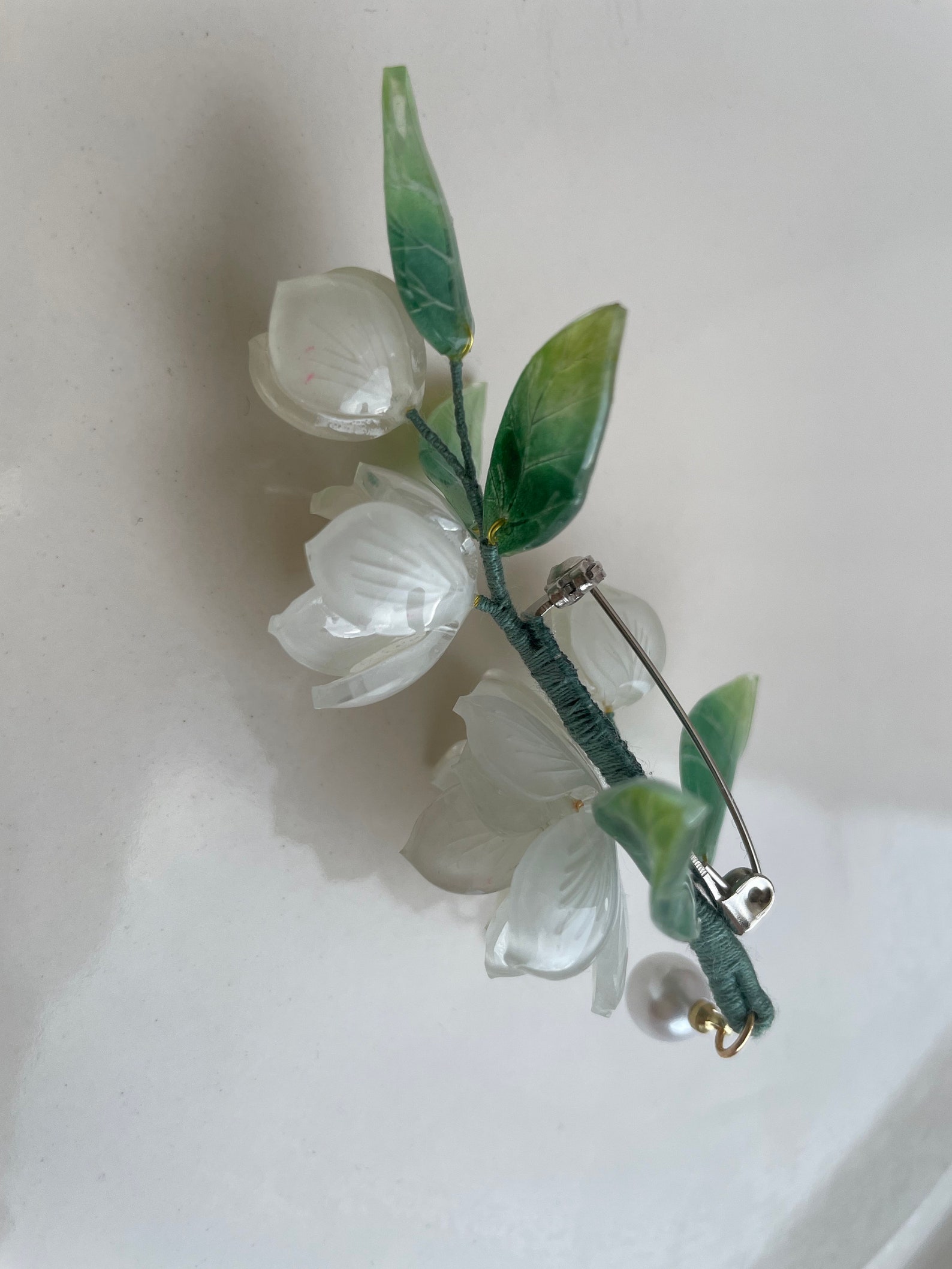 Jasmine Flower Brooch, Unique Wedding Brooch, White Floral Brooch ...