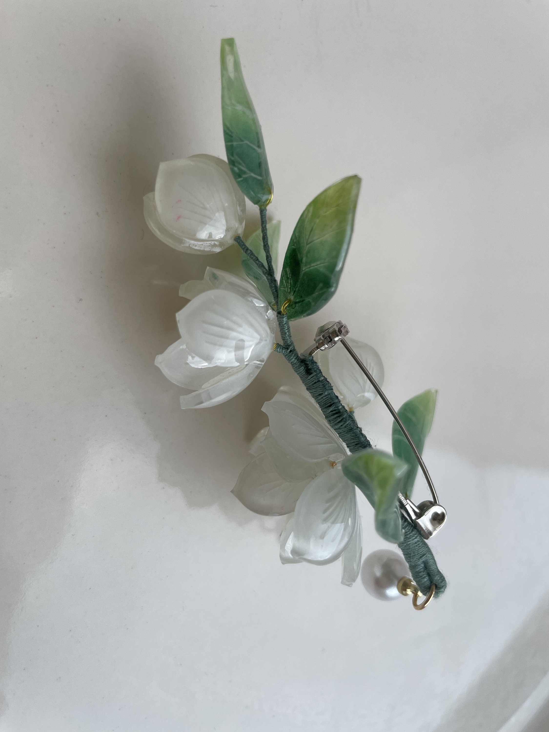 Jasmine Flower Brooch, Unique Wedding Brooch, White Floral Brooch ...