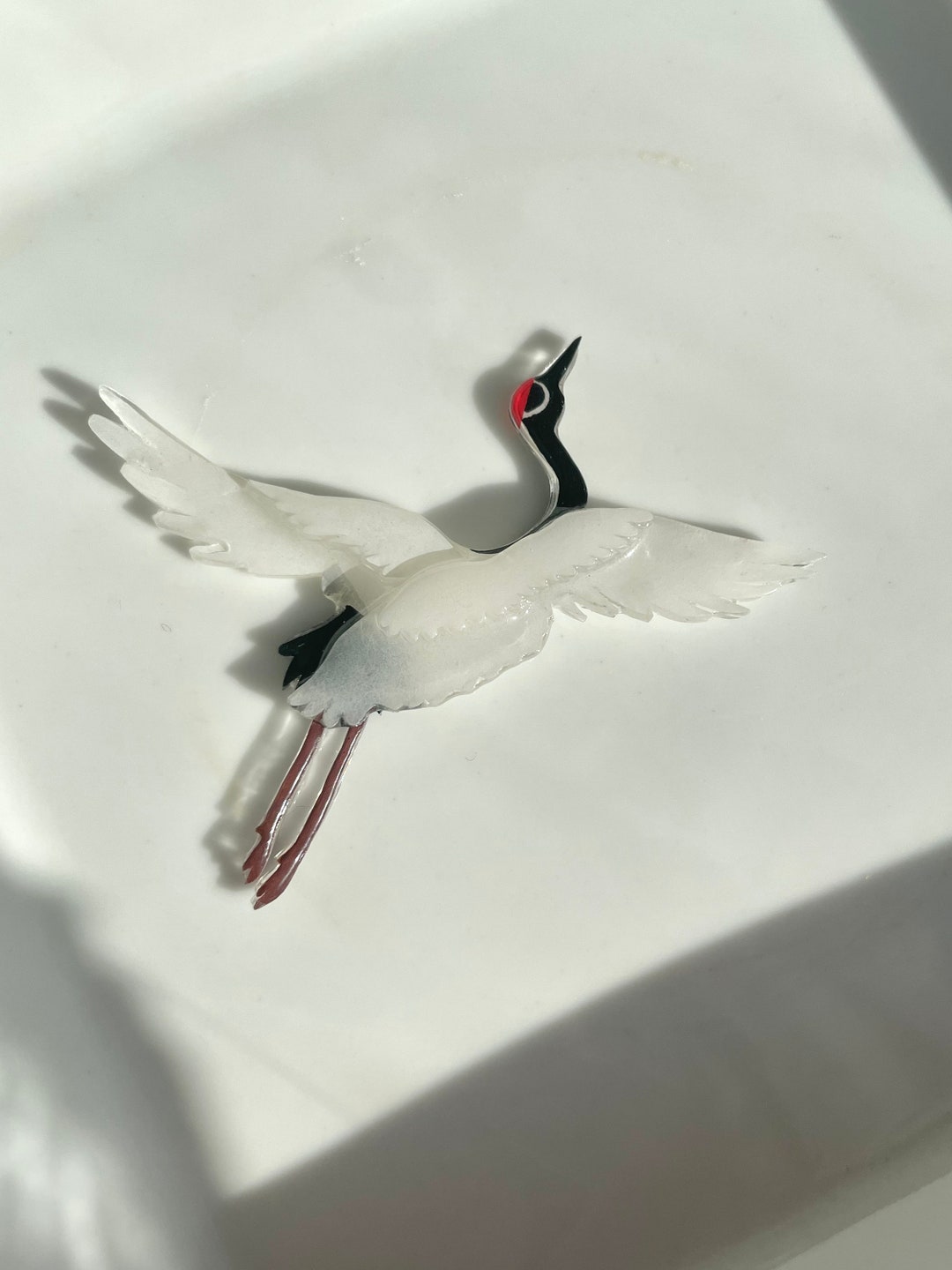 White Crane Brooch White Crane Pins Gift for Her Pin - Etsy