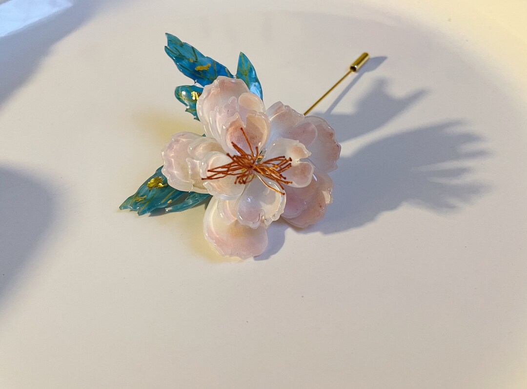 Light Pink Handmade Peony Flower Pin Brooches for Women, Peony Ornament ...
