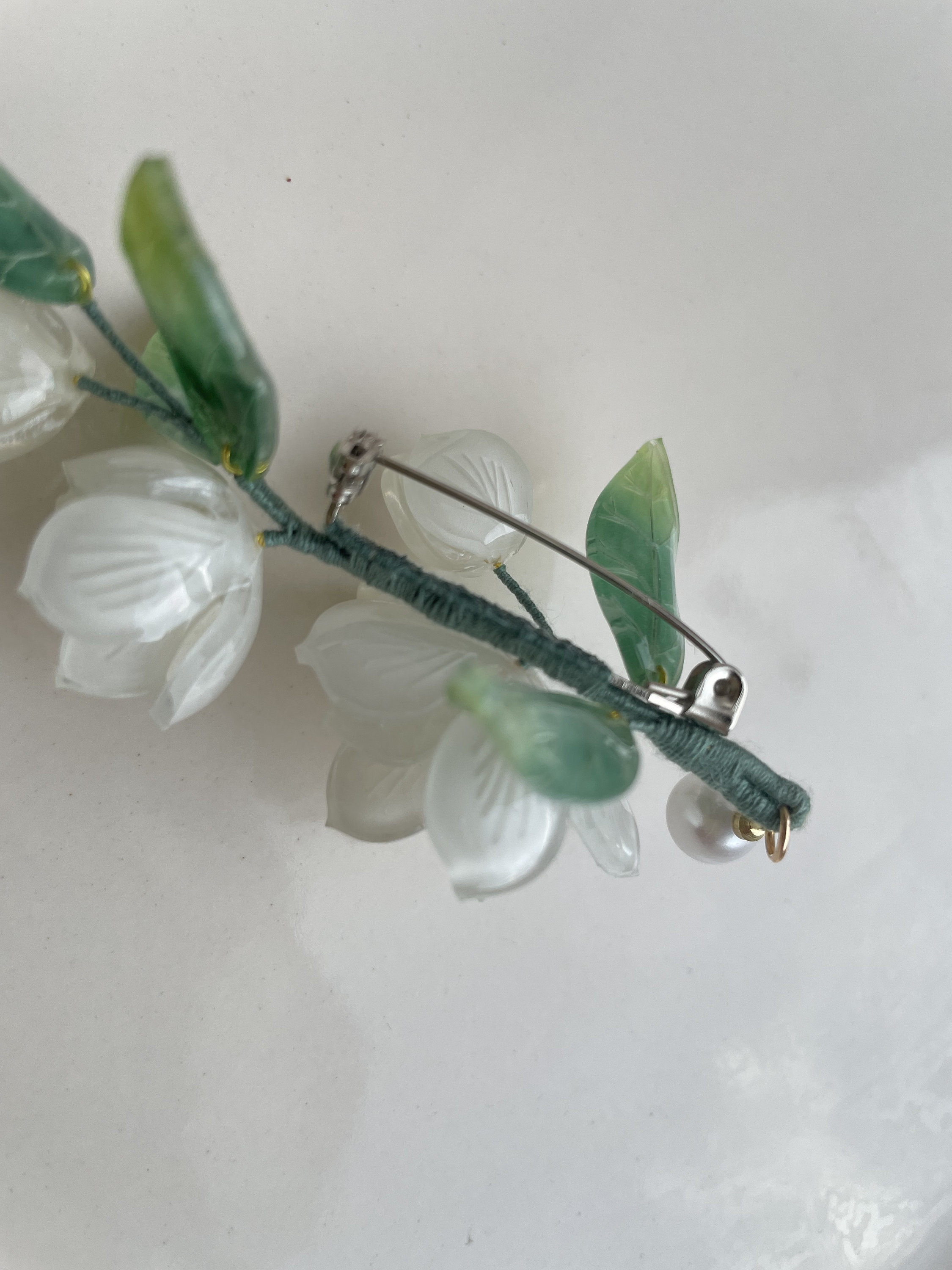 Jasmine Flower Brooch, Unique Wedding Brooch, White Floral Brooch ...