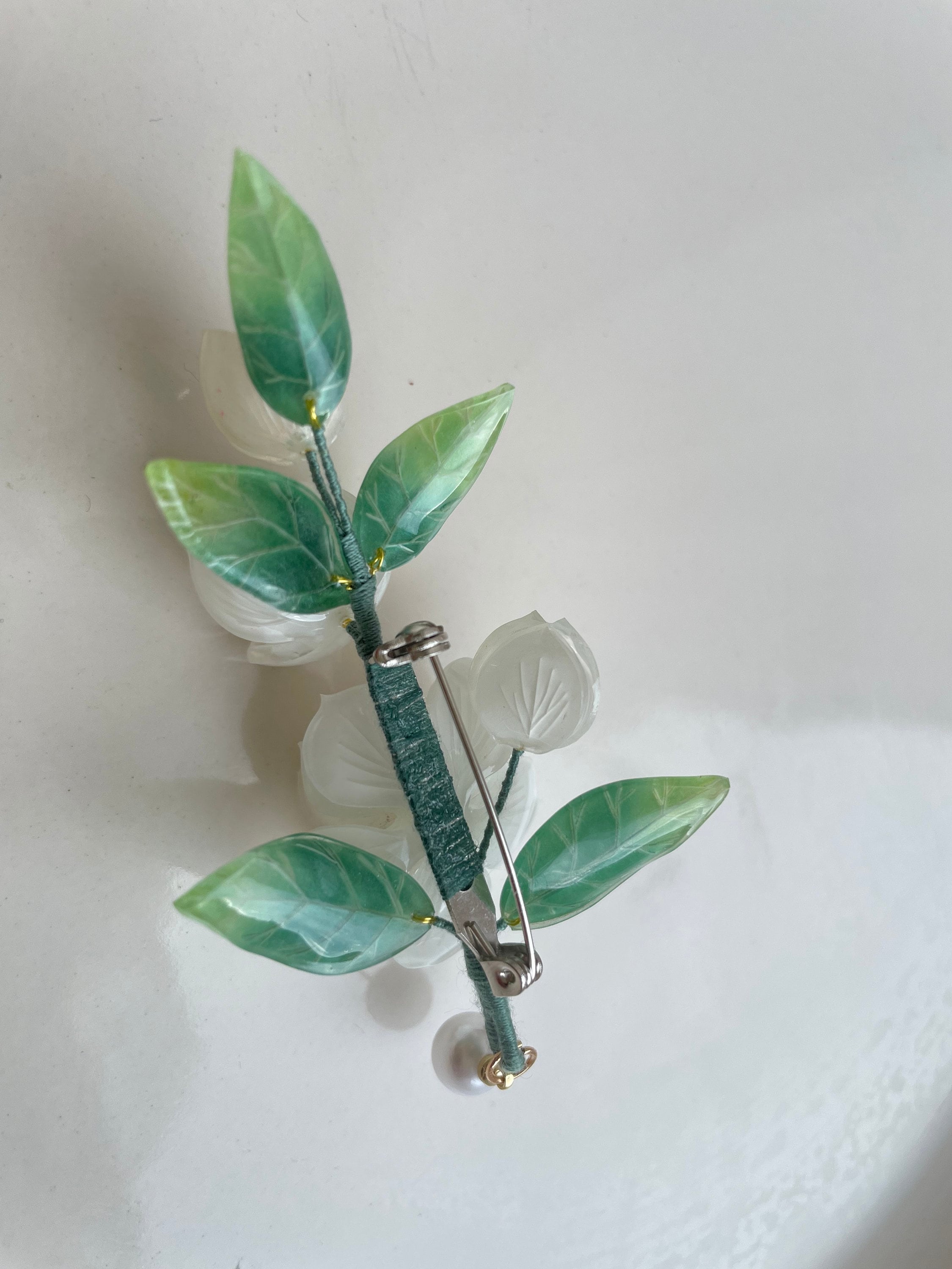 Jasmine Flower Brooch, Unique Wedding Brooch, White Floral Brooch ...