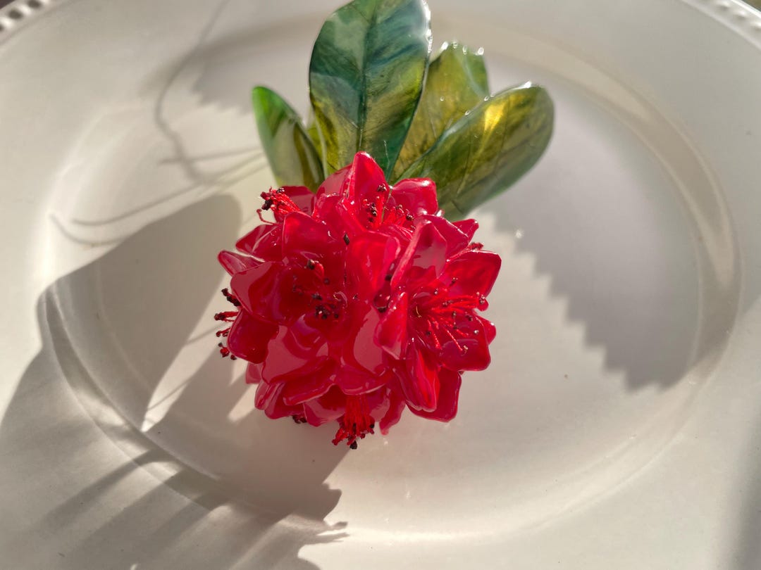 Alpine Rhododendron Brooch, Red Flower Pin, Elegant Floral Jewelry ...