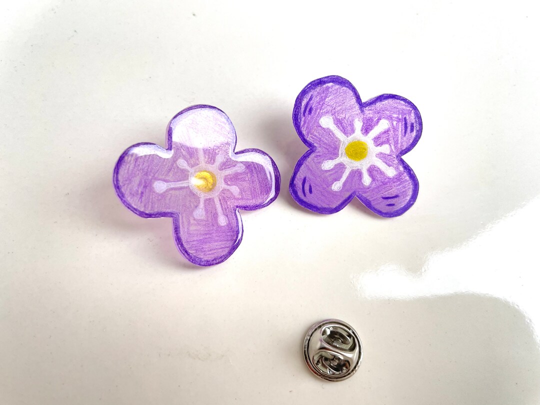 Purple Flowers Pins, Cute Little Pin, Purple Pin Badge, Gift for Her ...