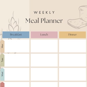 Cute Weekly Meal Planner Printable - Etsy