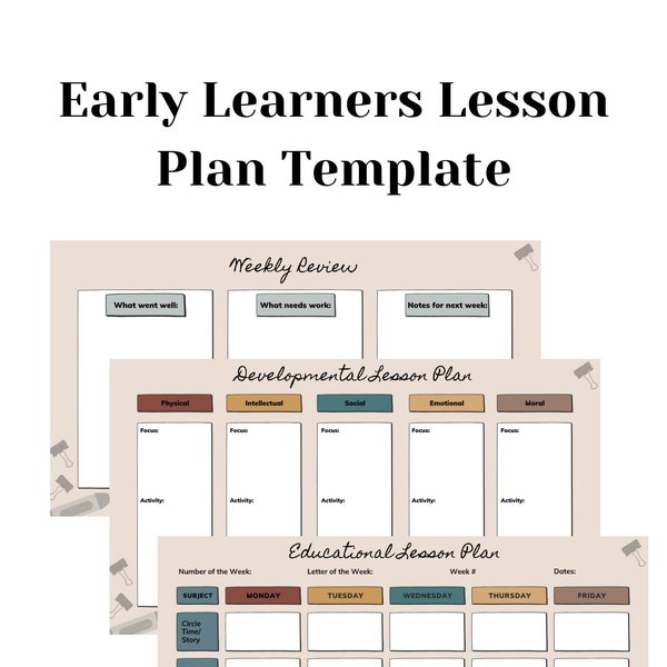 Preschool Lesson Plan Template - Etsy