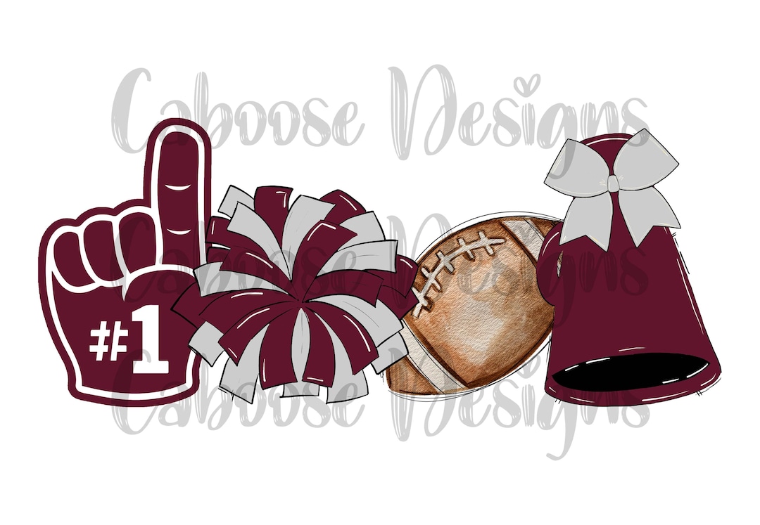 Maroon and Grey Cheer Football Digital Design Png Jpg - Etsy