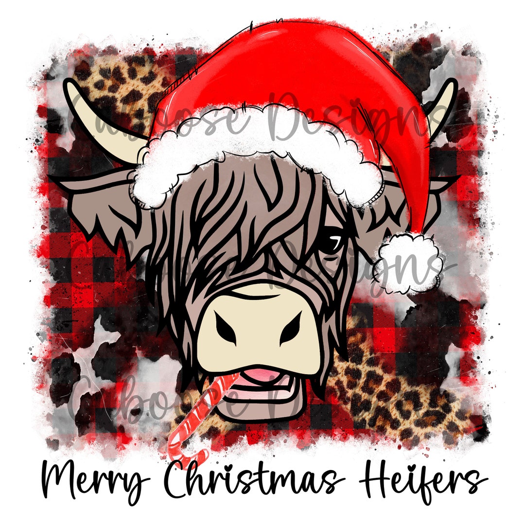 Christmas Highland Cow Digital Design Png Jpeg - Etsy