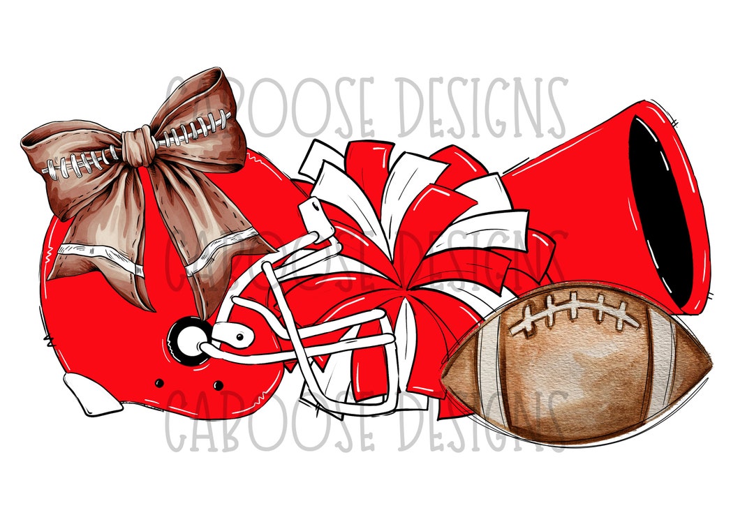 Bright Red and White Football Design Png Jpg - Etsy