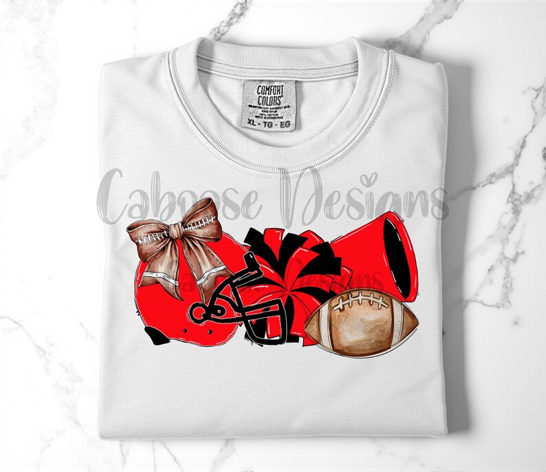 Bright Red and Black Football Digital Design Png Jpg - Etsy