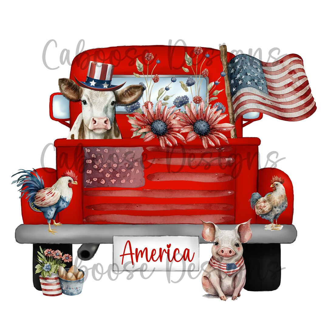 Patriotic Farm Truck Digital Design Png Jpeg - Etsy