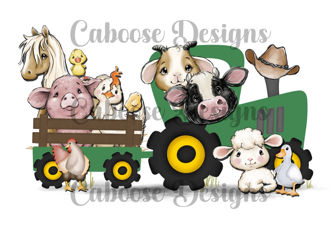 Farm Animal Tractor Digital Design Png Jpeg - Etsy
