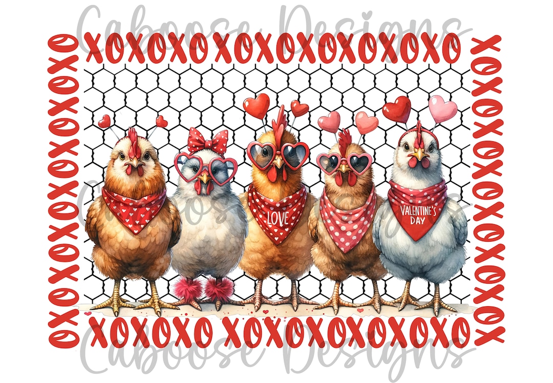 Chickens Cute Valentines Digital Design Png Jpeg - Etsy