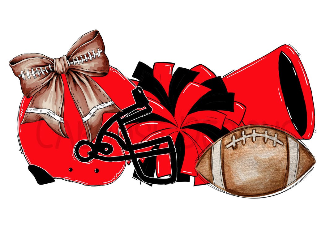 Bright Red and Black Football Digital Design Png Jpg - Etsy