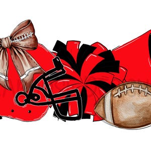 Bright Red and Black Football Digital Design Png Jpg - Etsy