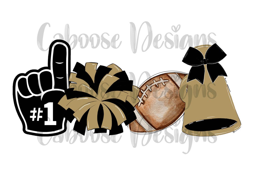Black and Gold Cheer Football Design Png Jpg - Etsy