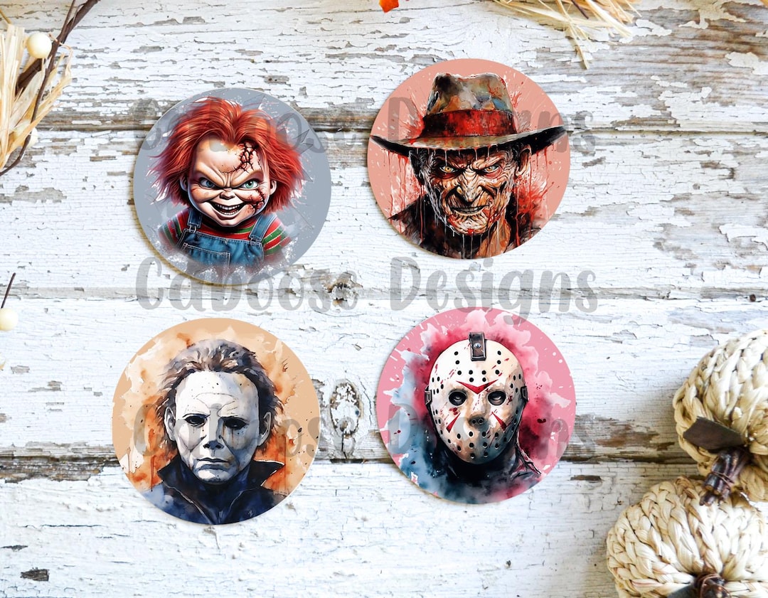 Set of 4 Horror Coasters Digital Designs Png Jpg - Etsy