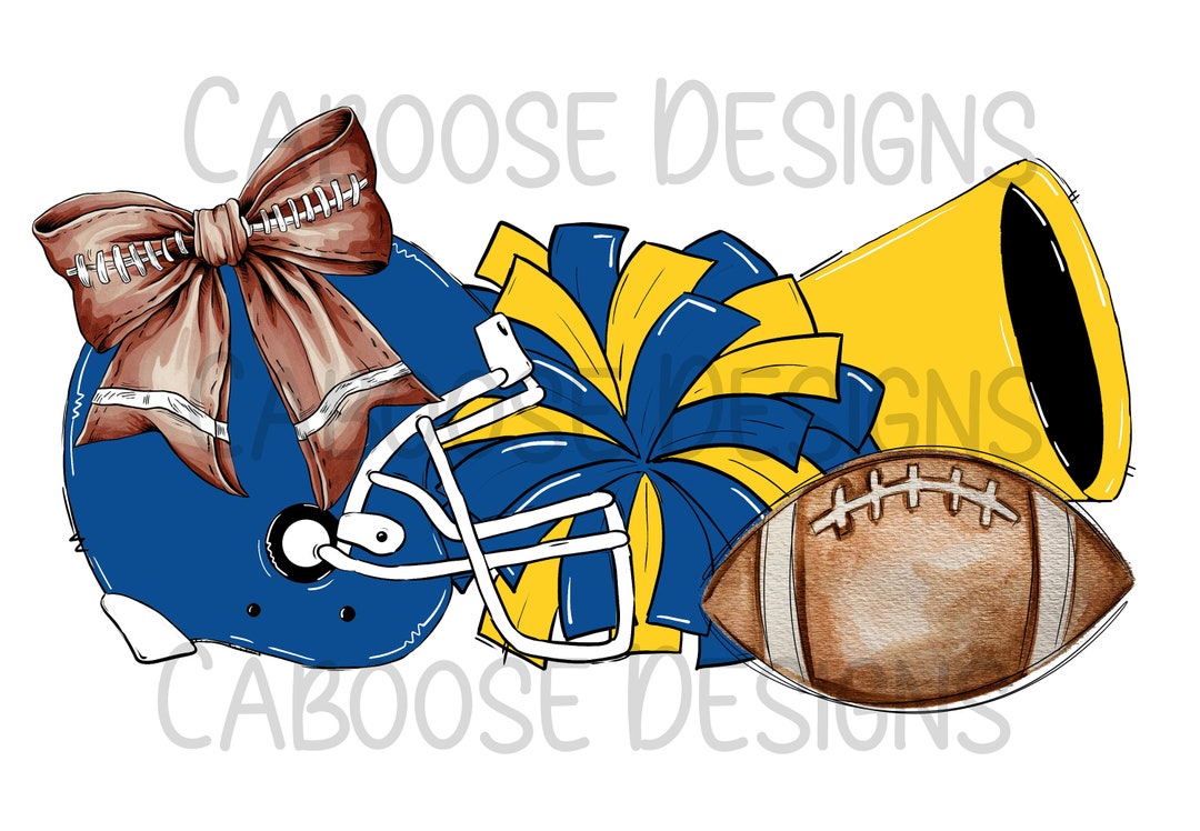 Blue and Yellow Football Digital Design Png Jpg - Etsy