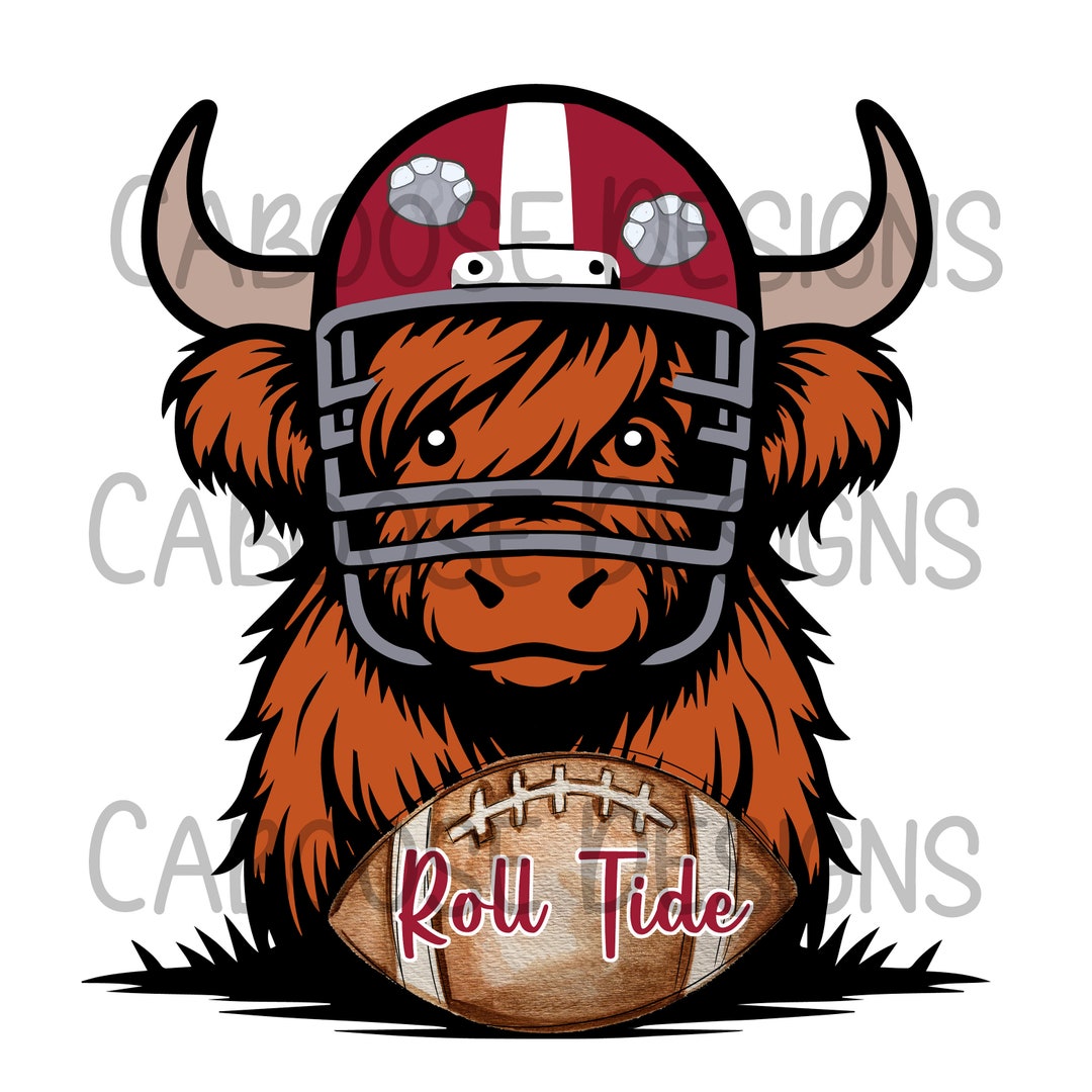 Highland Cow Football Team Roll Tide Digital Design Png Jpg - Etsy