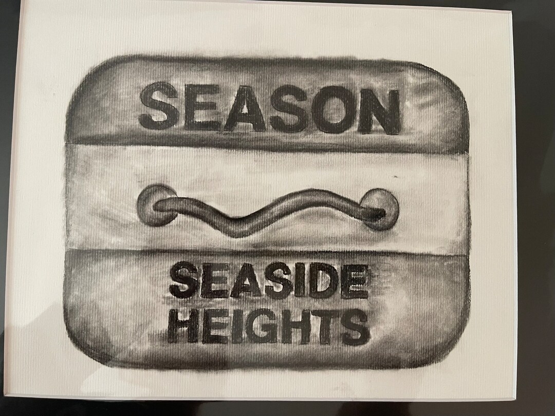 Beach Badge Charcoal Drawing ( Version 2) - Etsy