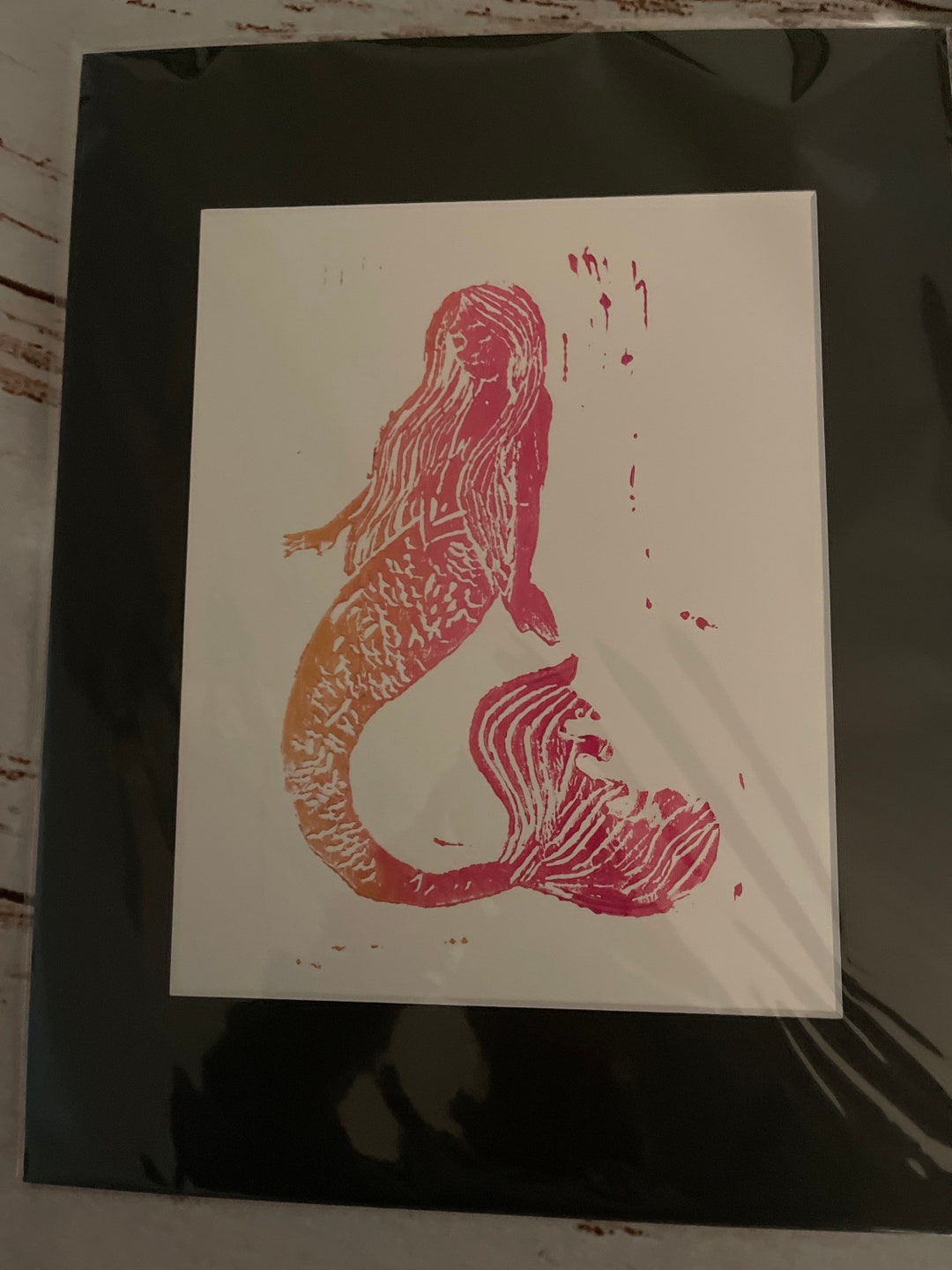 Mermaid Linoleum Block Print - Etsy