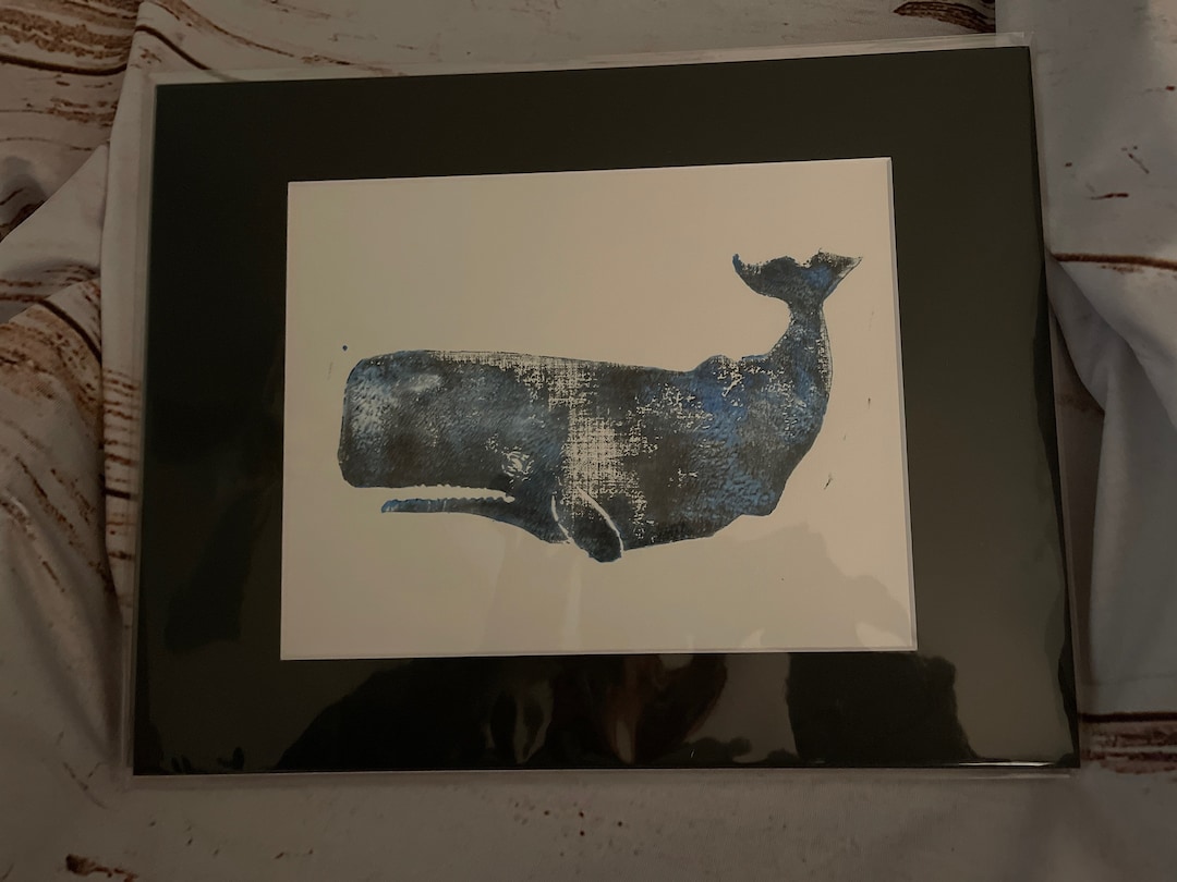 Whale Linoleum Block Print - Etsy