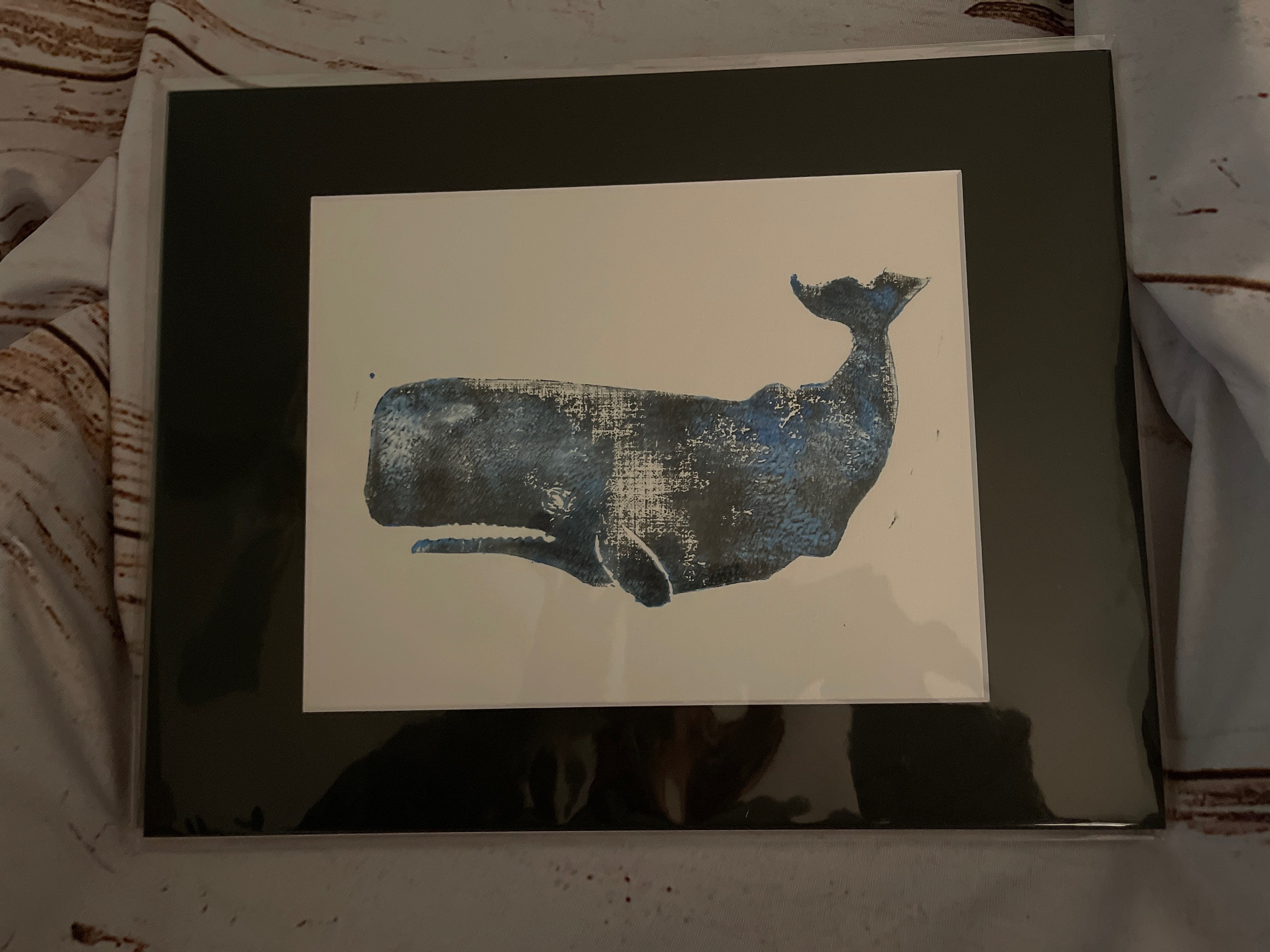 Whale Linoleum Block Print - Etsy