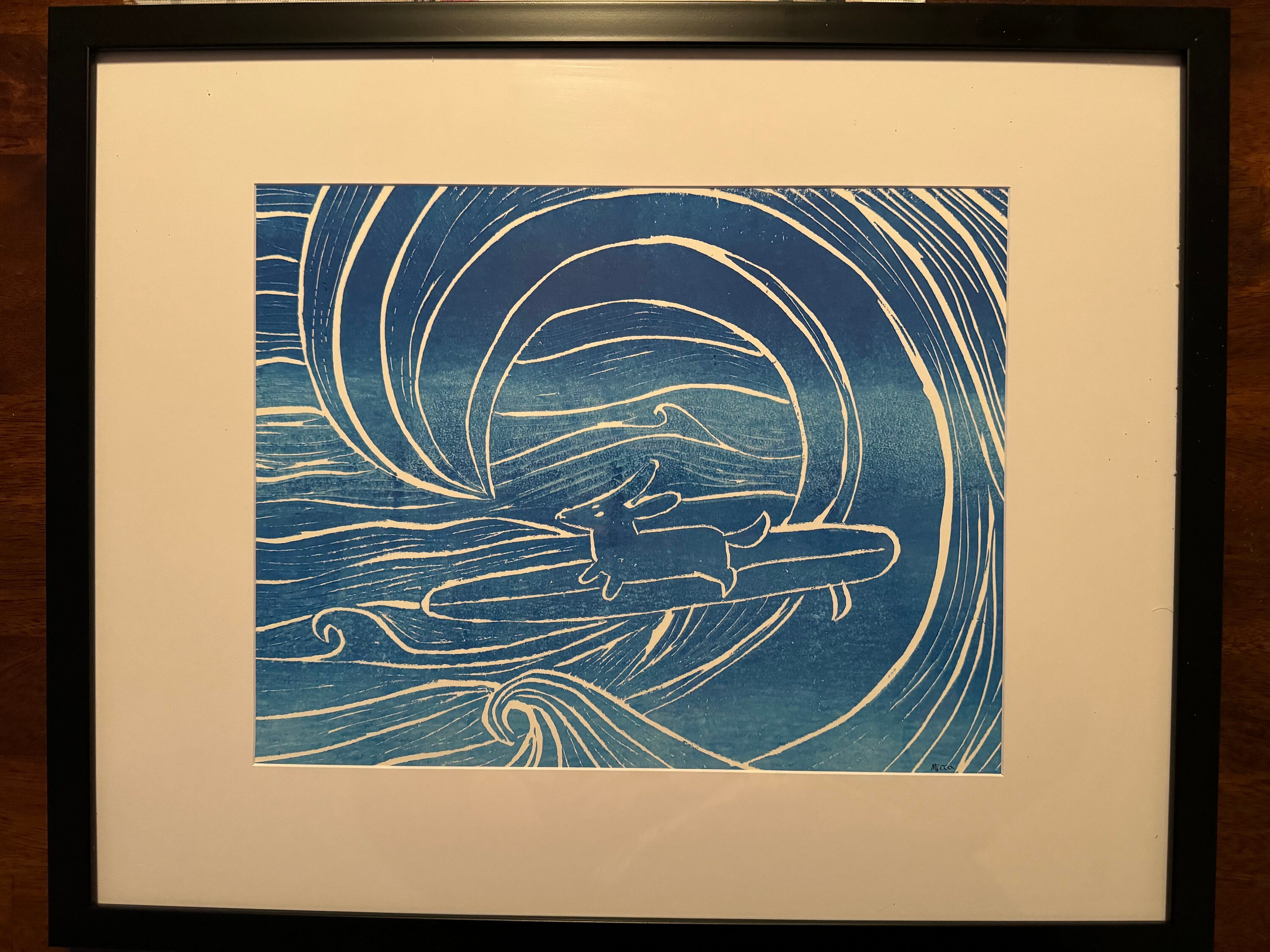 Surfer Dog Linoleum Block Print - Etsy