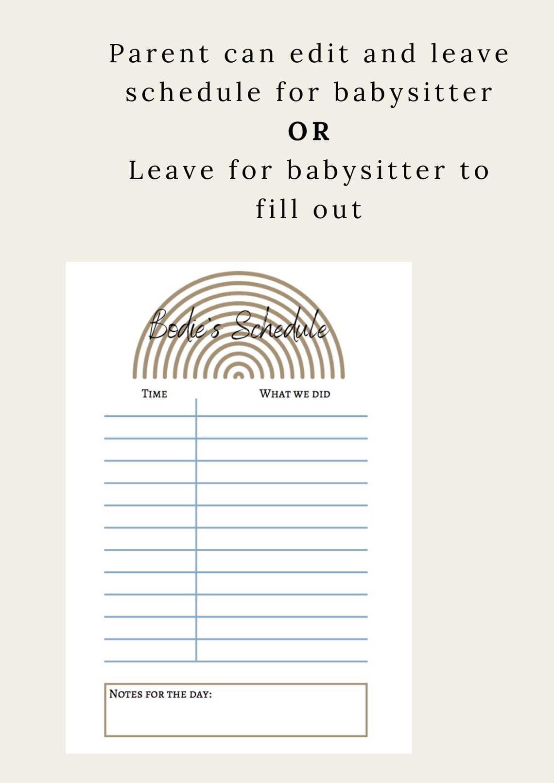 Baby & Toddler Schedule Template, Minimalist Routine, Neutral Editable ...