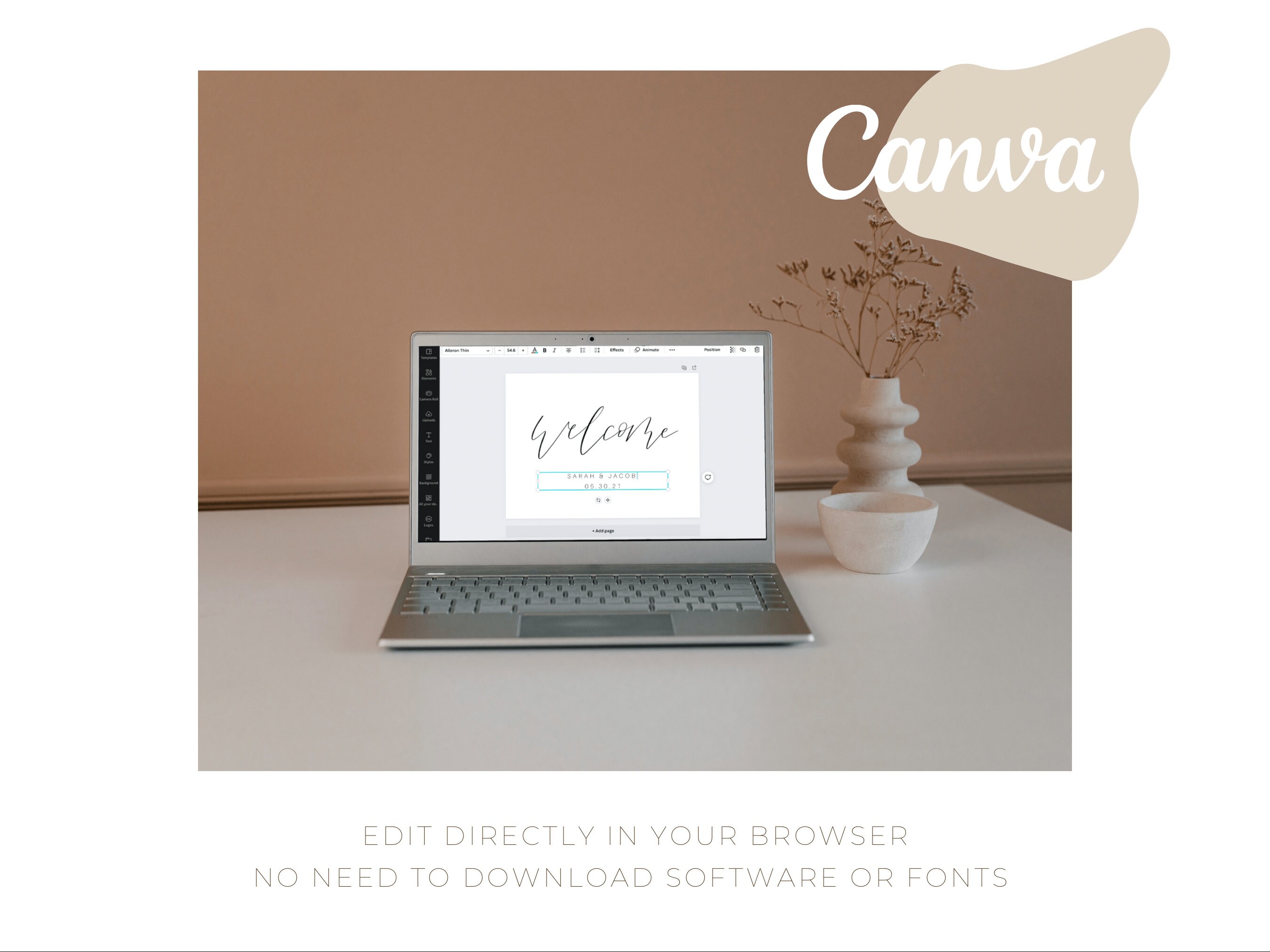 Minimalist Welcome Sign Welcome Sign Template Wedding Sign Canva ...