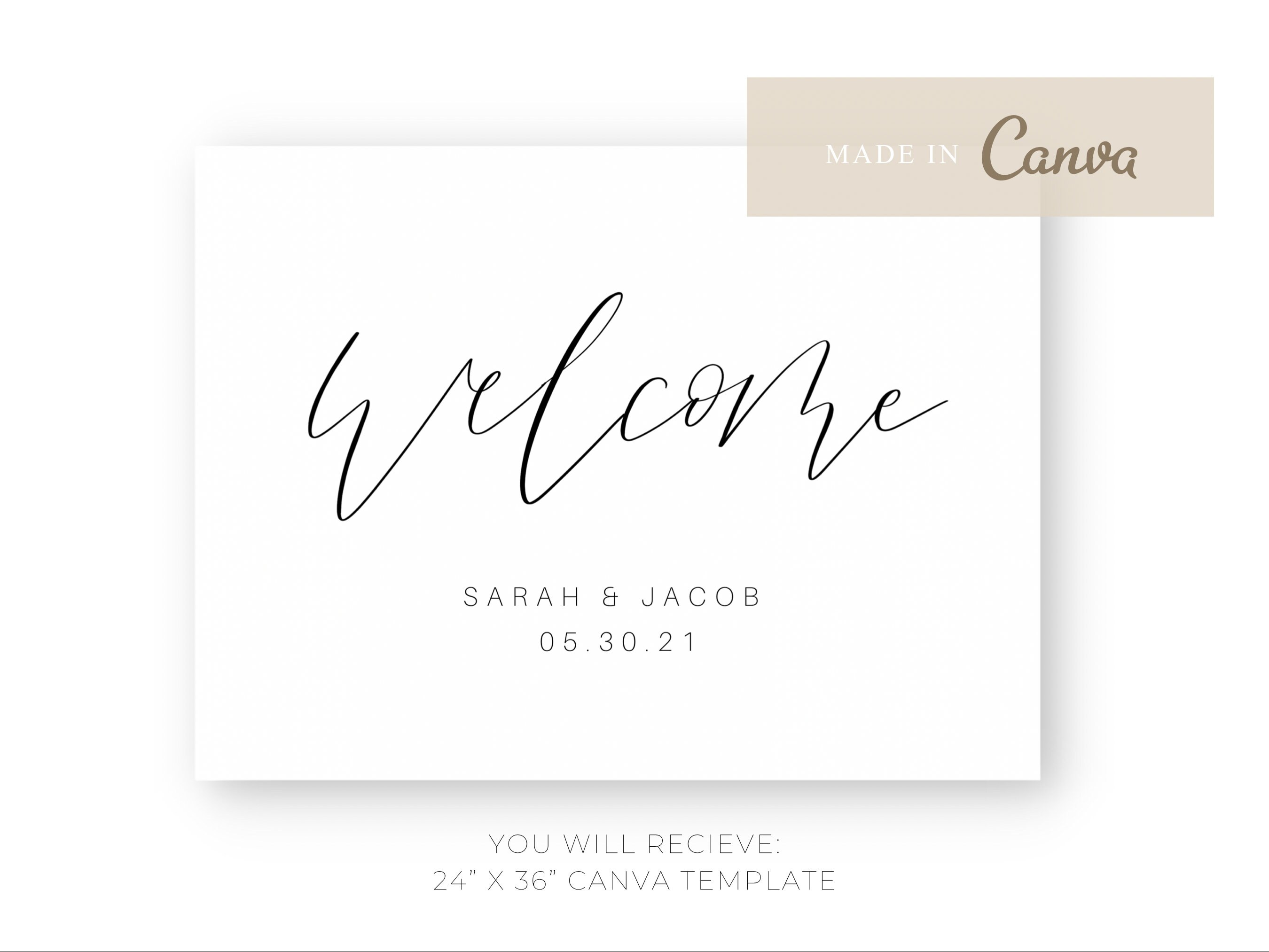 Minimalist Welcome Sign Welcome Sign Template Wedding Sign Canva ...