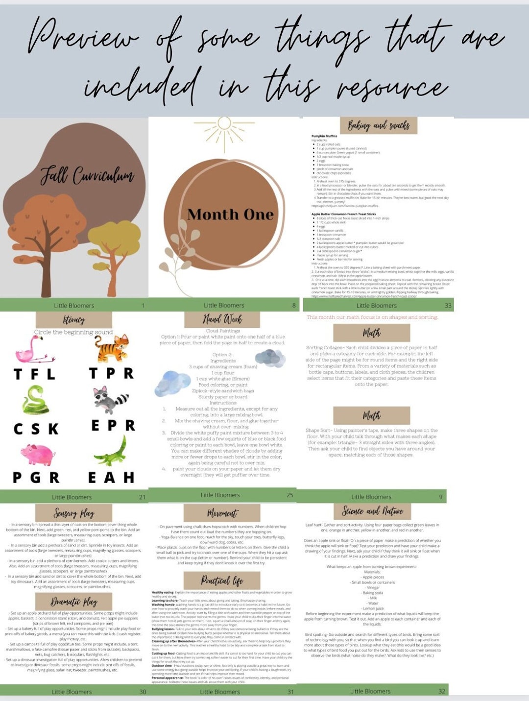 Fall Preschool Curriculum - Etsy