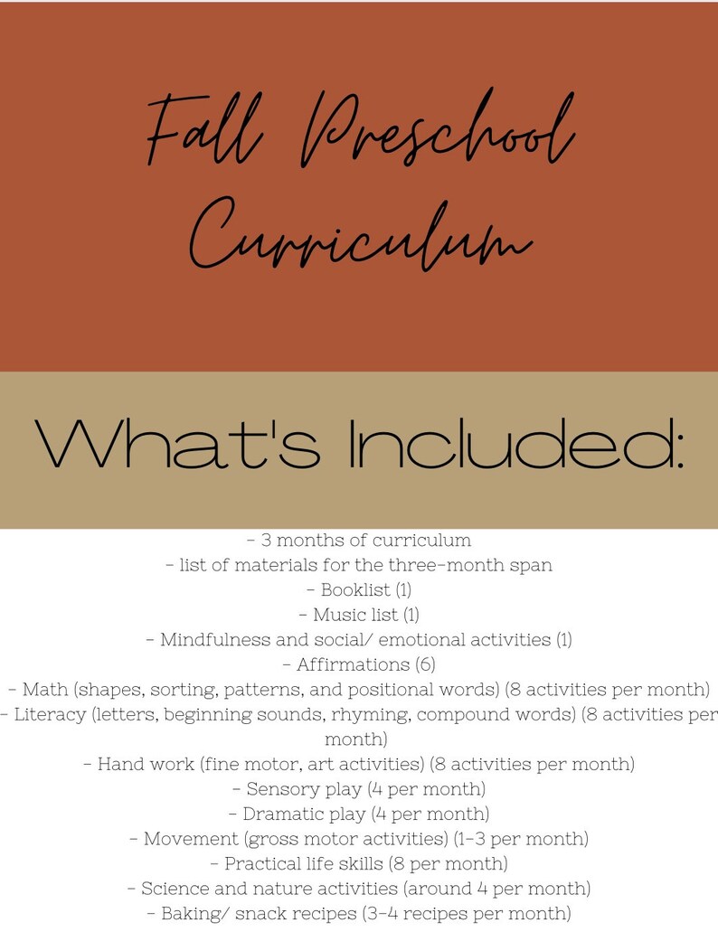 Fall Preschool Curriculum - Etsy