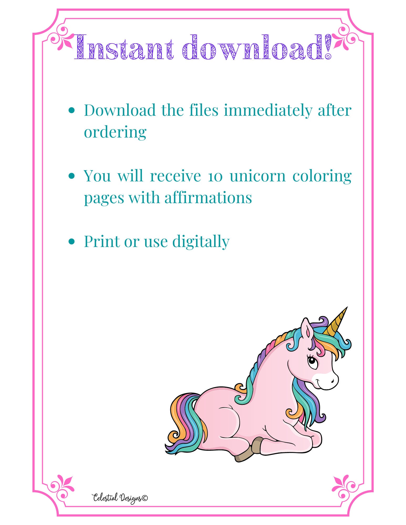 Coloring Pages | Positive Affirmations | Unicorns - Etsy Australia