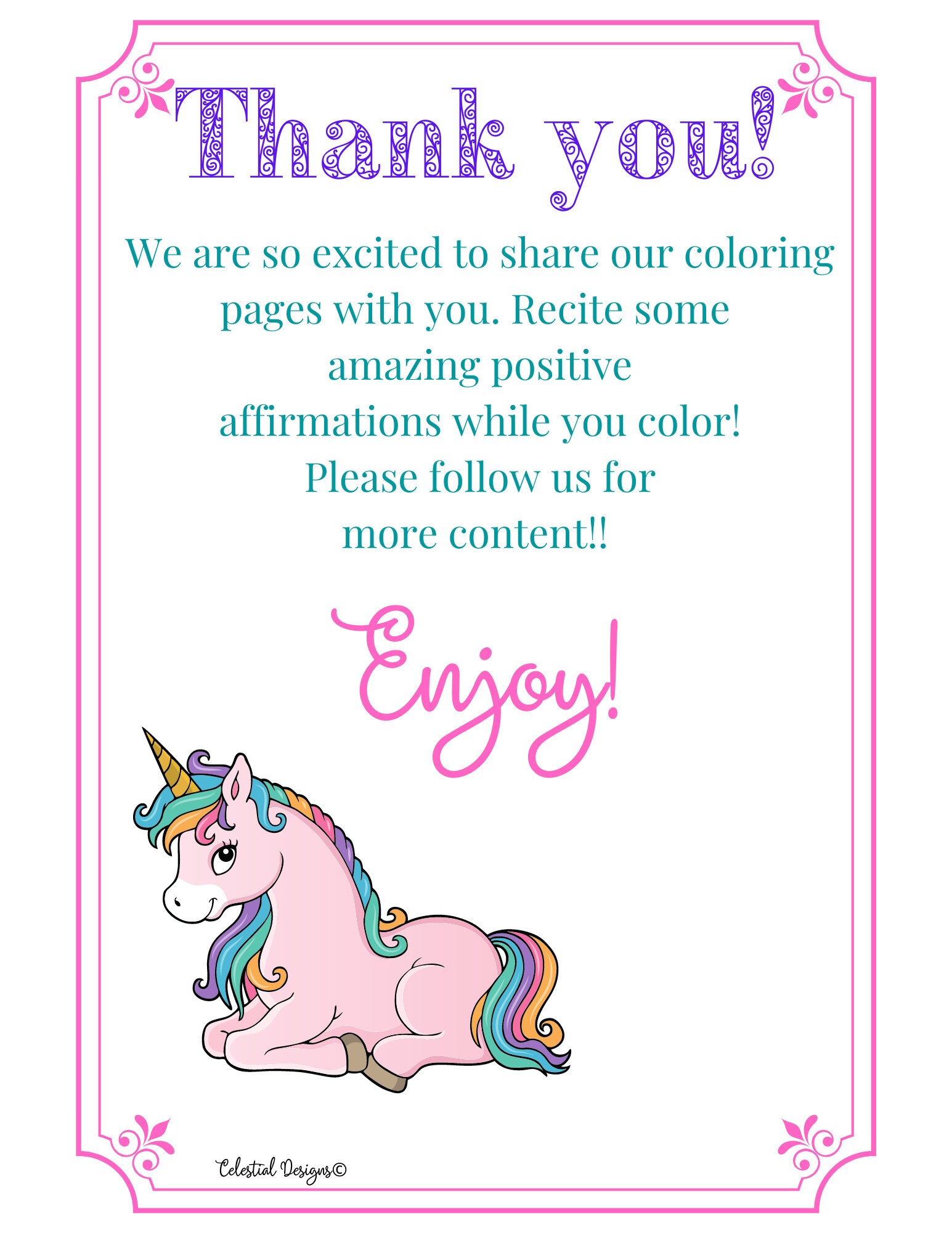 Coloring Pages | Positive Affirmations | Unicorns - Etsy Australia