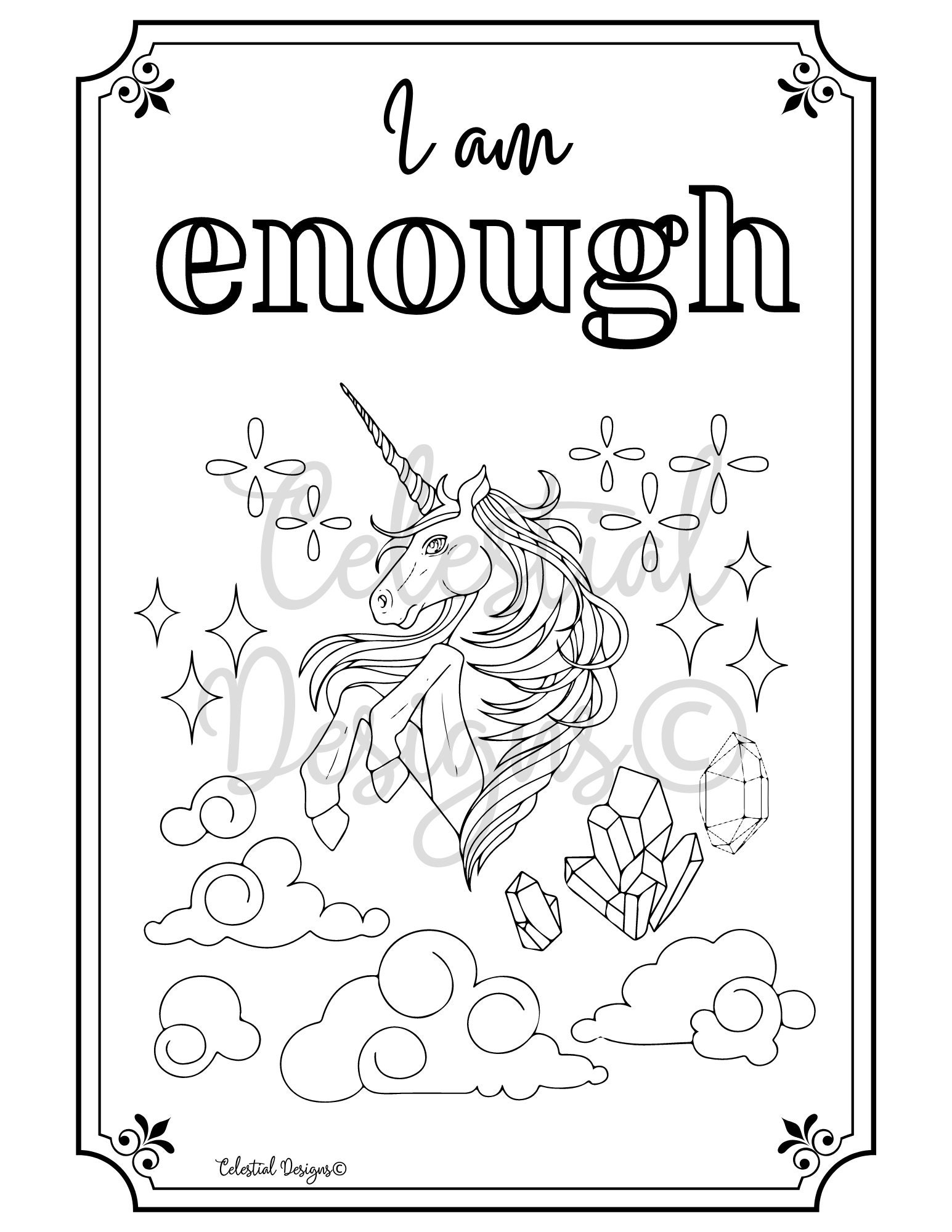 Coloring Pages | Positive Affirmations | Unicorns - Etsy Australia