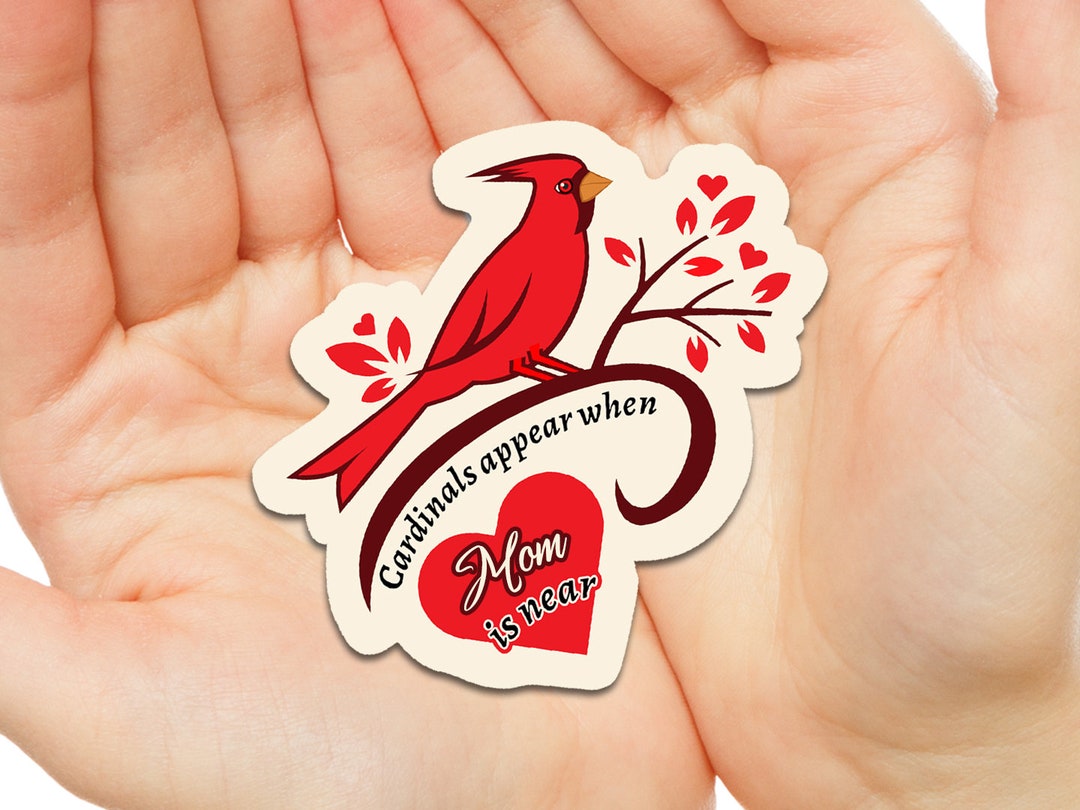 Cardinal and Hearts Handmade Mom Memorial Sticker | in Loving Memory ...
