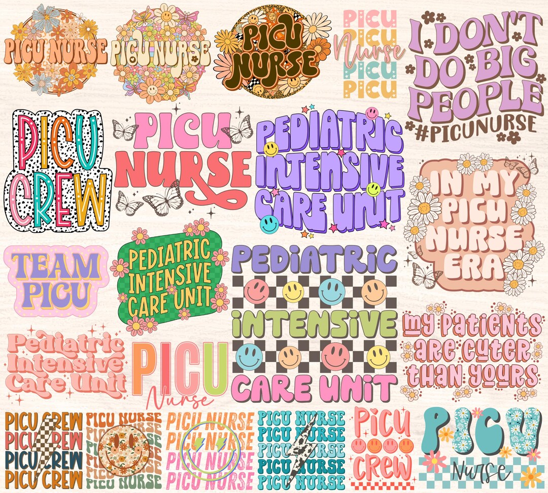 PICU Nurse Png Bundle, PICU Crew Squad, Dalmatian Dots, Retro Groovy ...