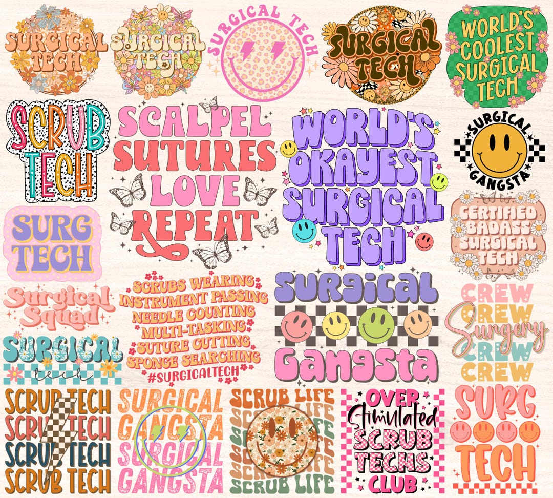 Surgical Tech Png Bundle, Surg Tech Png, Scrub Tech Sublimation Designs ...