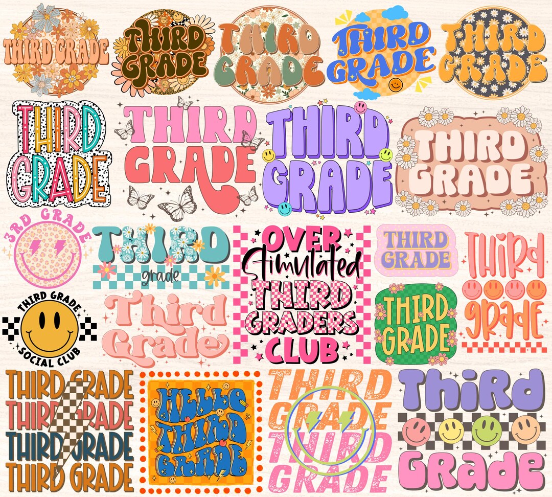Third Grade Png Bundle, 3rd Grade Png, Third Grade Teacher Sublimation ...