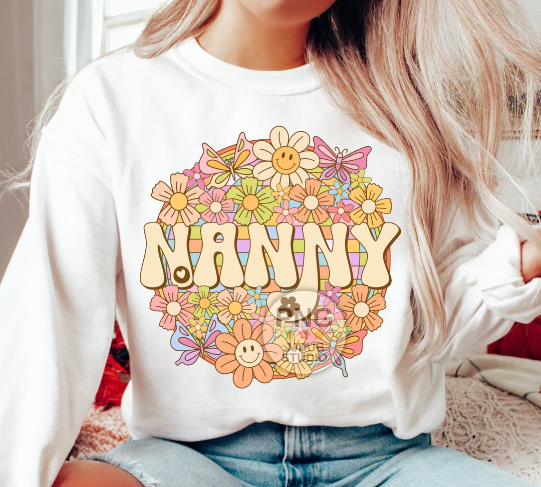 Nanny Png, Nanny Sublimation Designs, Retro Groovy Floral Disco Ball ...
