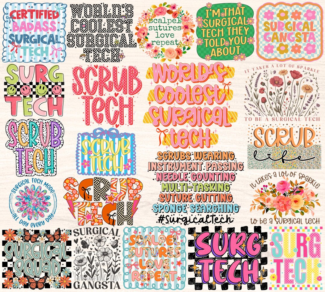 Surgical Tech Png Bundle, Surg Tech Png, Scrub Tech Sublimation Designs ...