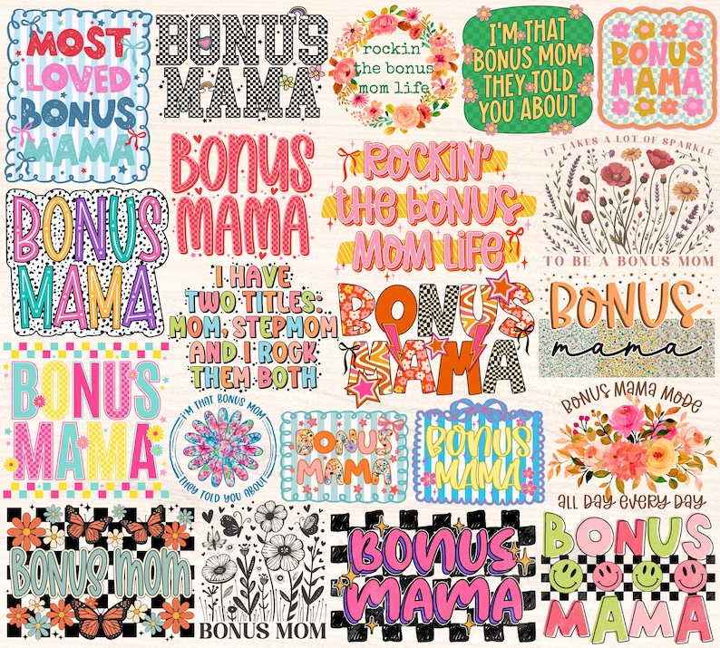 Bonus Mom Png Bundle, Bonus Mama Sublimation Designs, Step Mom Png ...