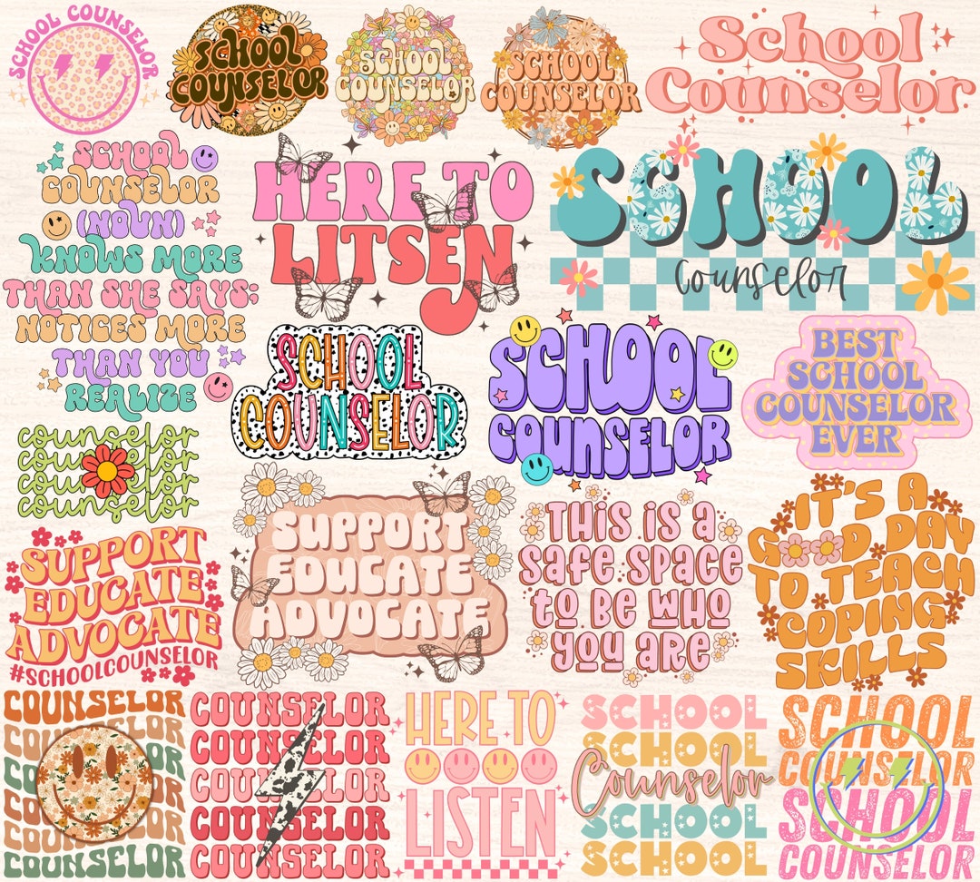 Counselor Png Bundle, School Counselor Sublimation Designs, Retro ...