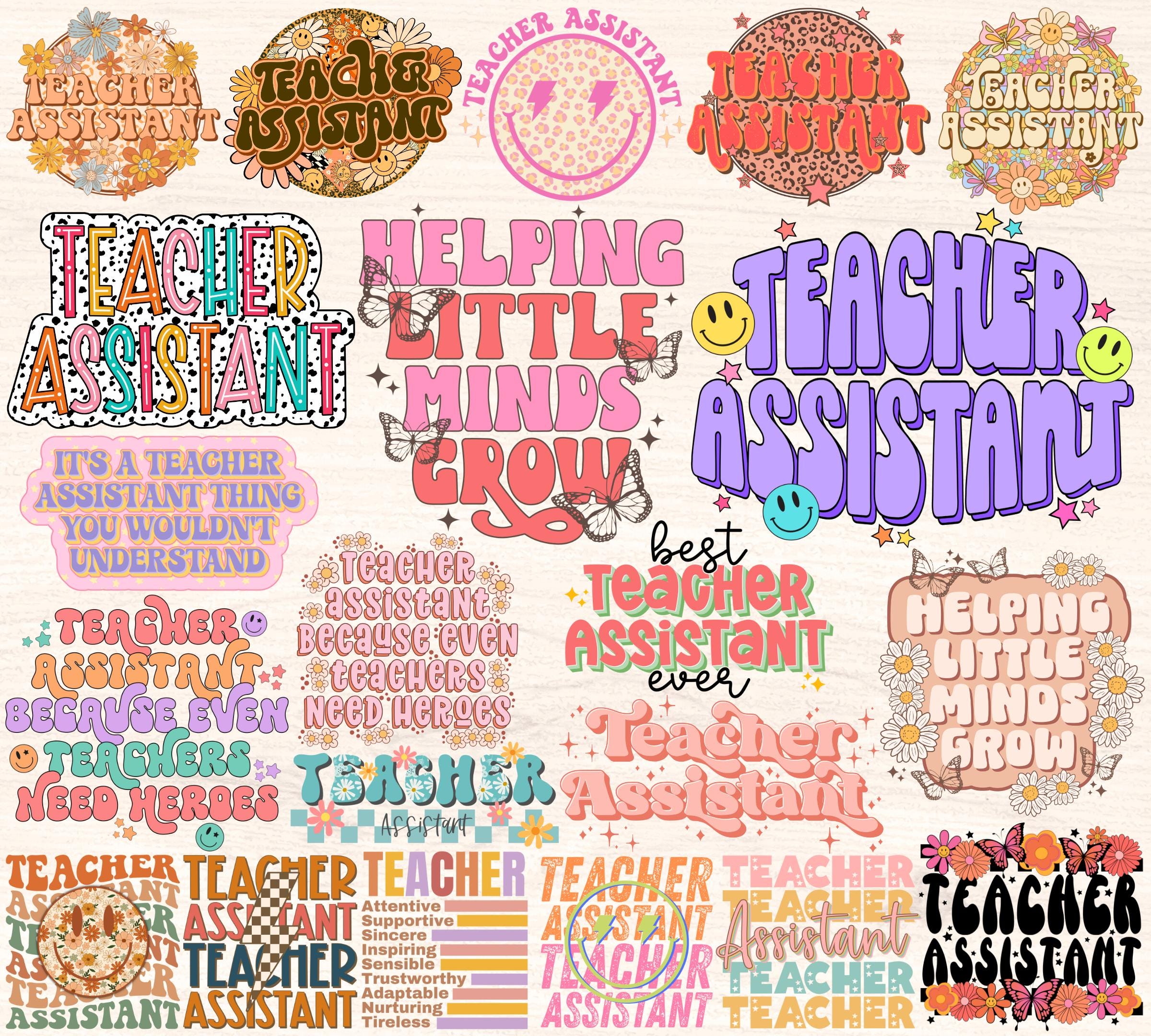 Teacher Assistant Png Bundle, Teacher Aide Sublimation Designs ...