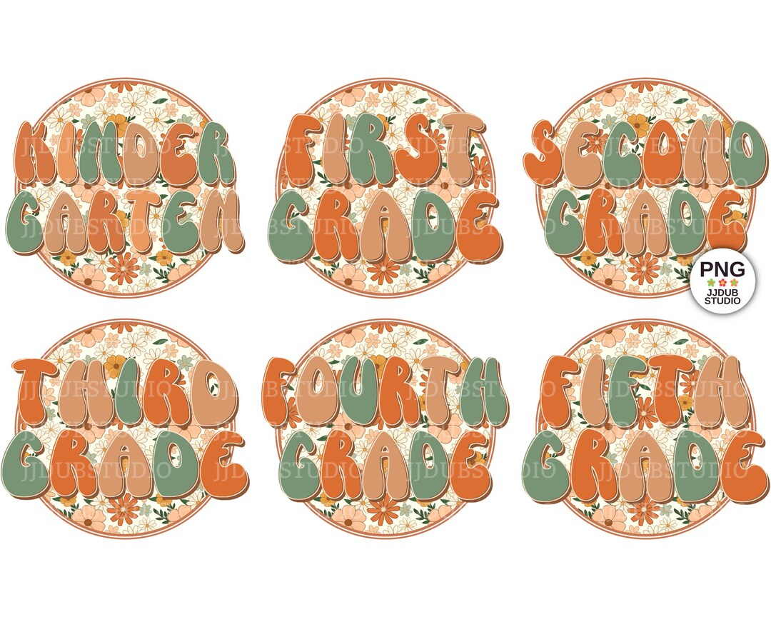 Retro School Grades Png Bundle, Floral Back to School Png Bundle ...